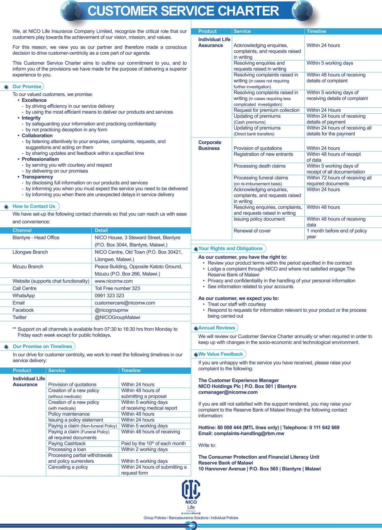 Customer Service Charter - NICO Life